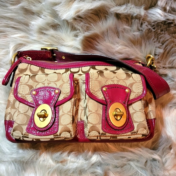 Coach | Bags | Coach Legacy Khaki Brown Plum Purple Patent Leather ...
